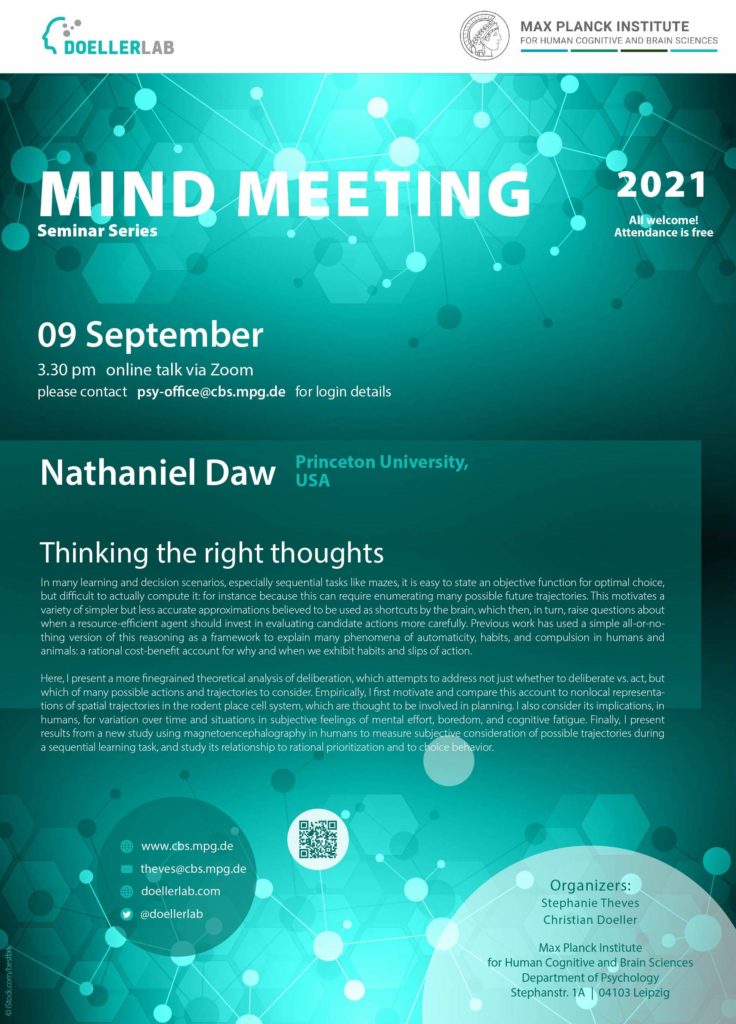 Virtual Mind Meeting 9th September: Professor Nathaniel Daw - DoellerLab