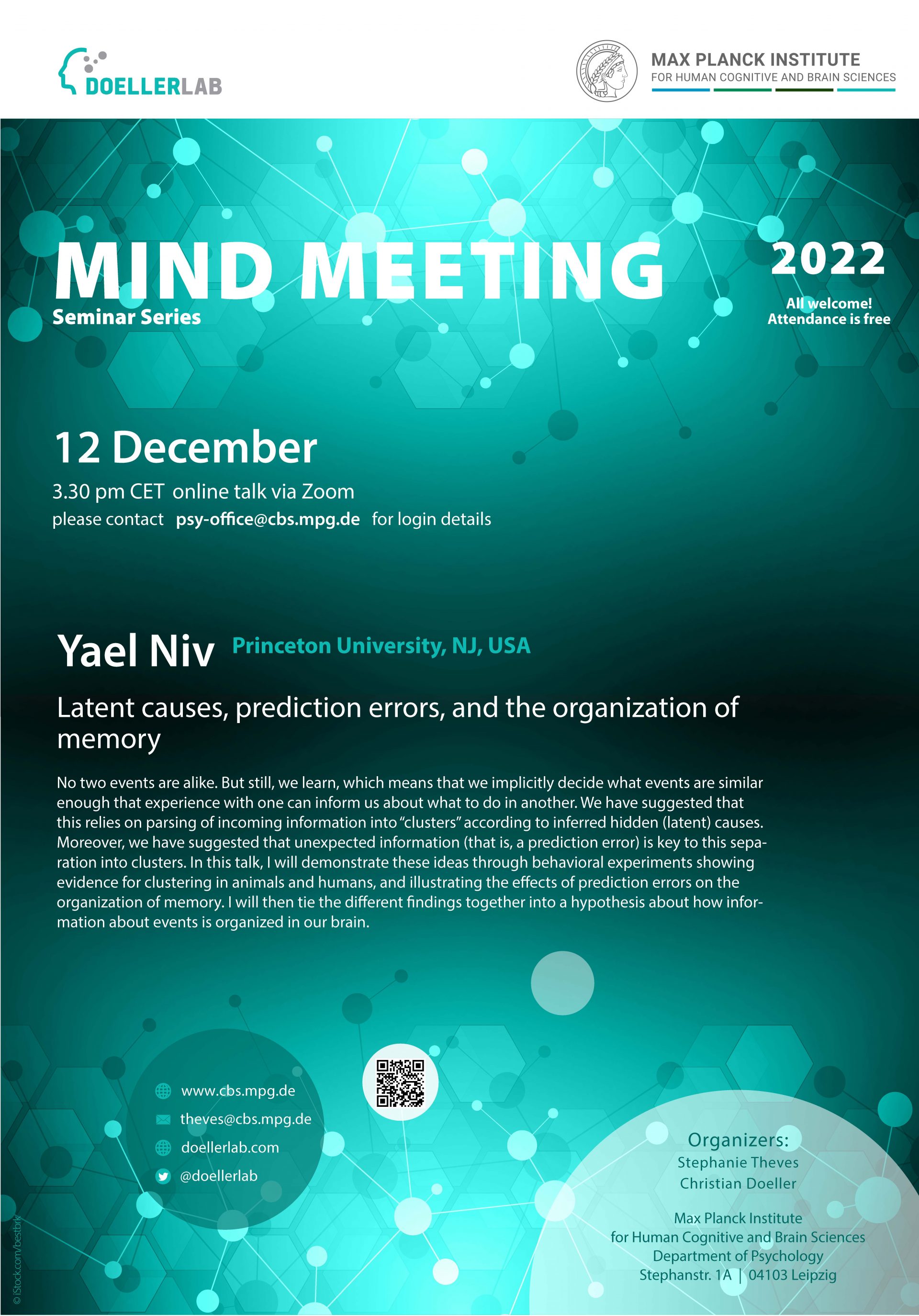 Virtual Mind Meeting 12th December: Prof Yael Niv - DoellerLab